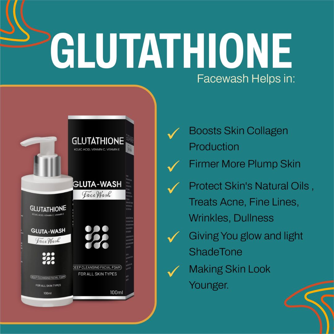 Glutathione Face Wash With Kojic Acid, Vitamin C & Grape Seed Oil ...